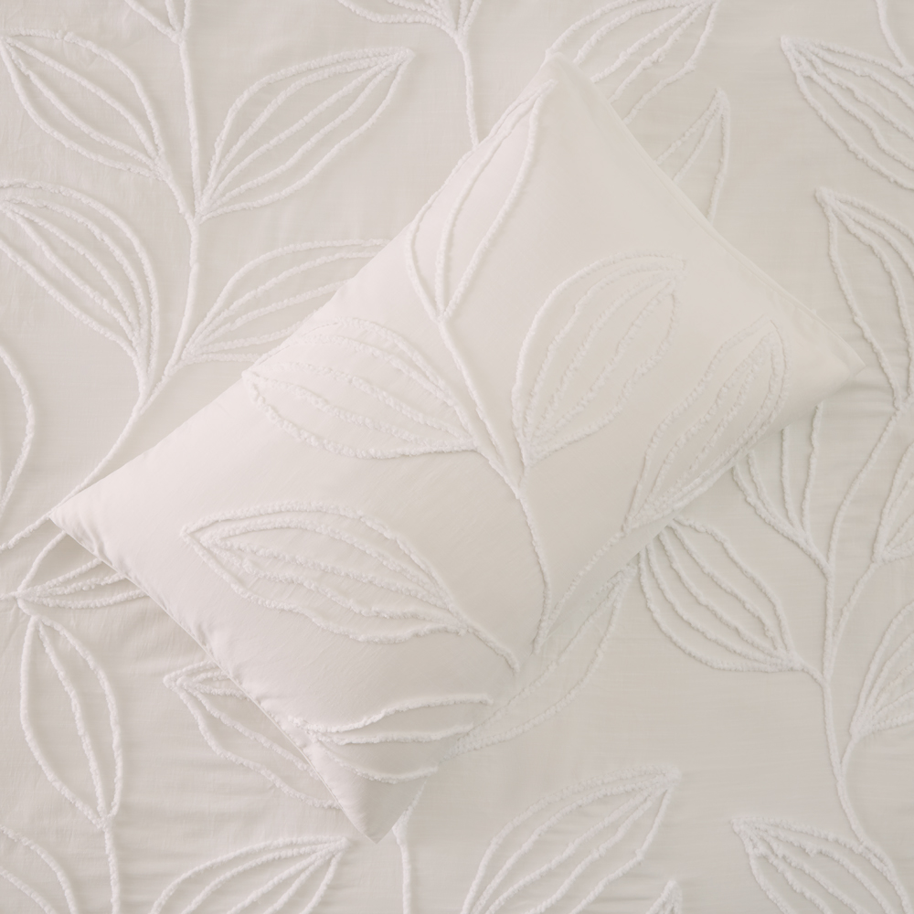 Leafy White Tufted Quilt Cover Set | Adairs