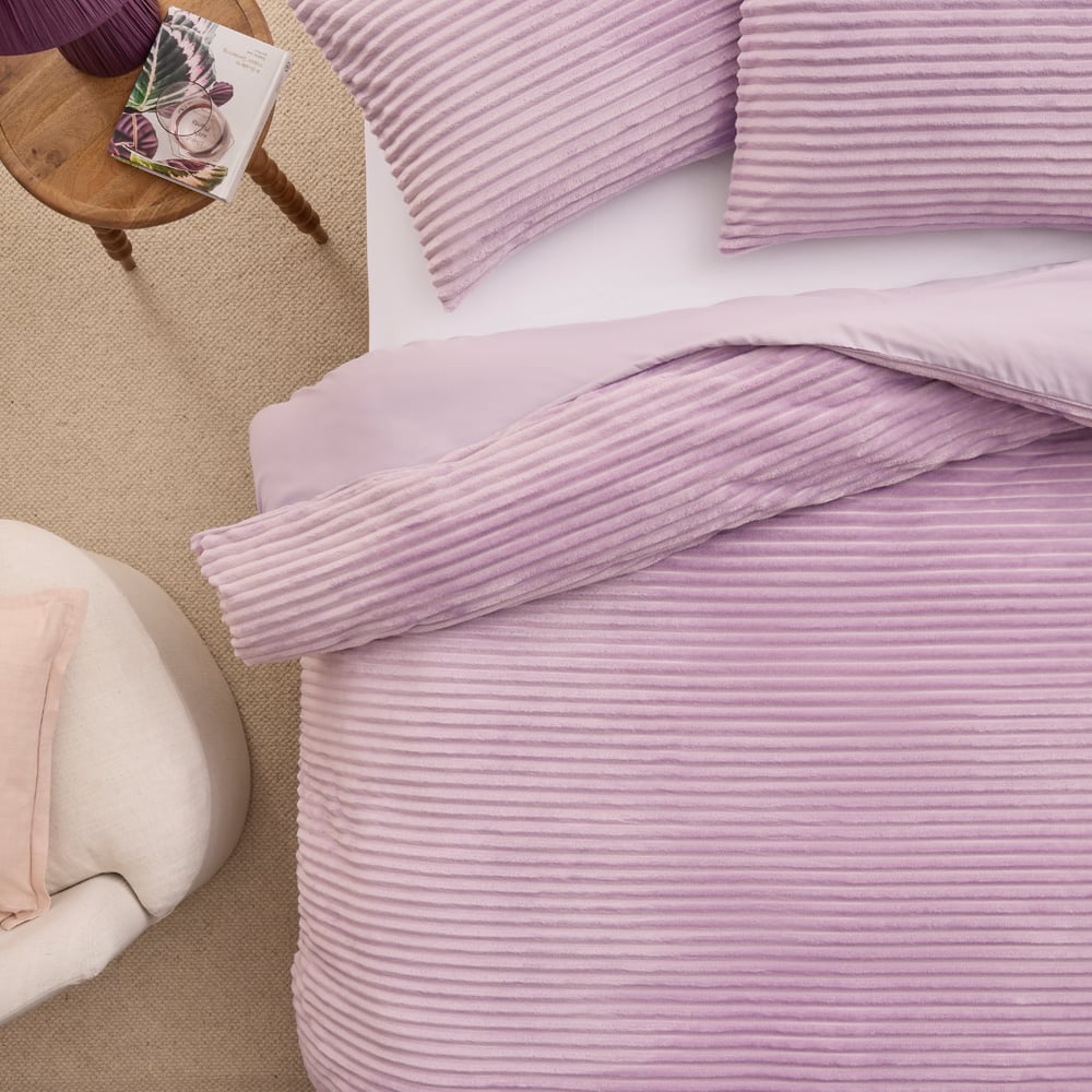 Fur Ribbed Lilac Quilt Cover Set | Adairs