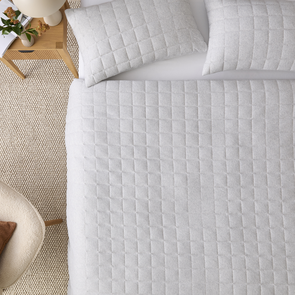 Niko Grey Marle Jersey Quilted Quilt Cover Set | Adairs