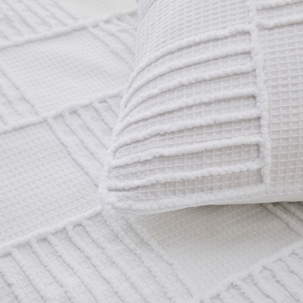Jamie White Tufted Checkerboard Quilt Cover Set | Adairs
