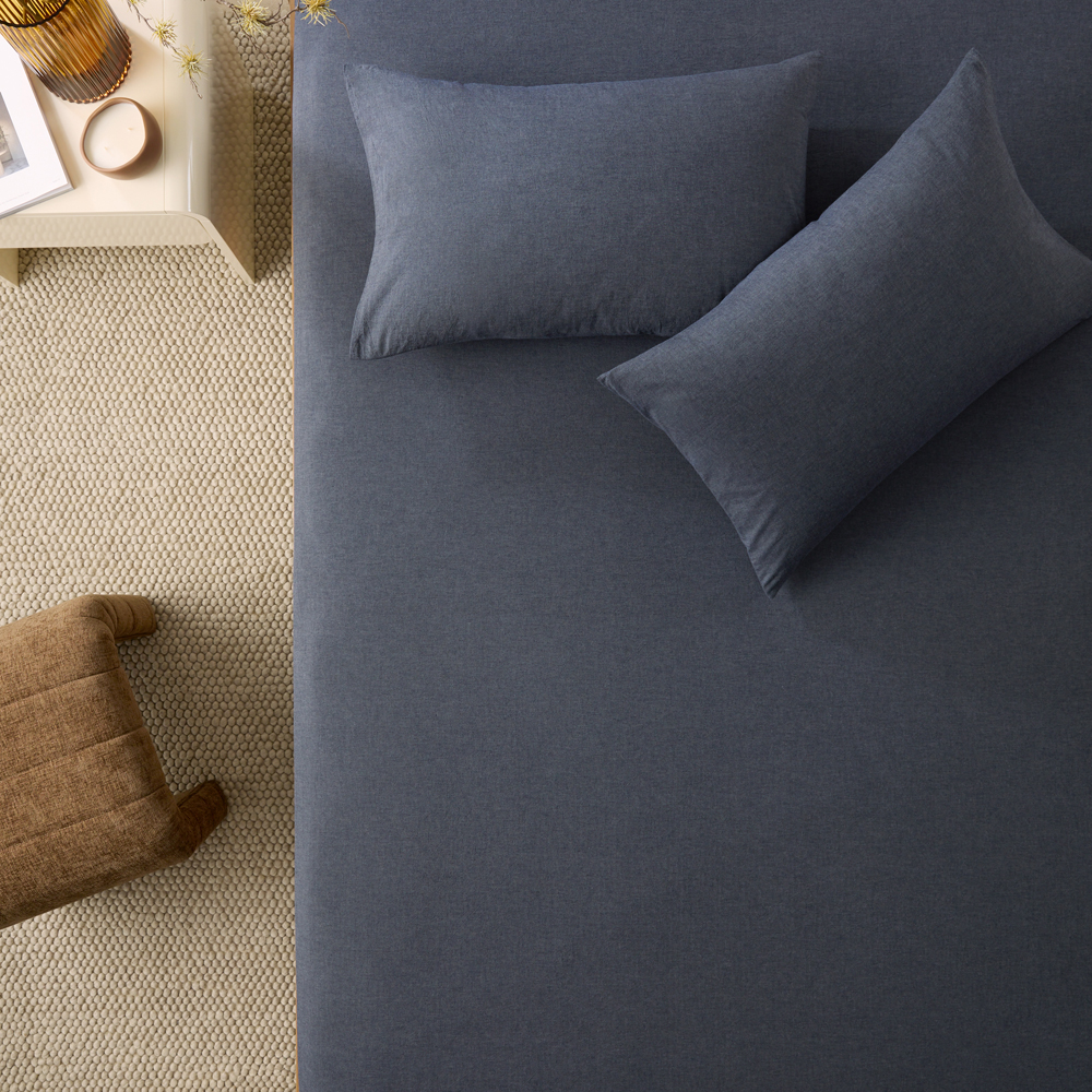 300TC Cotton Percale Navy Combo Sheet Set | Adairs