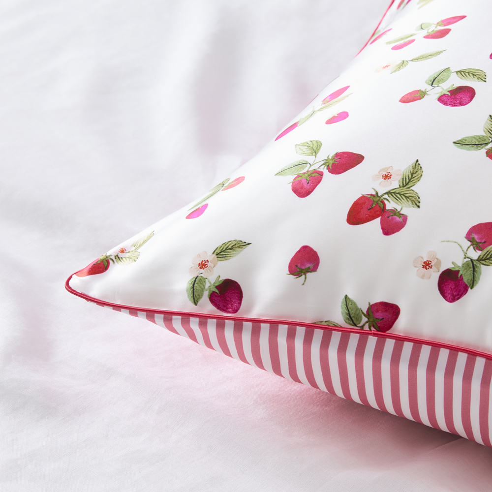 Pure Silk Strawberries Printed Pillowcase | Adairs