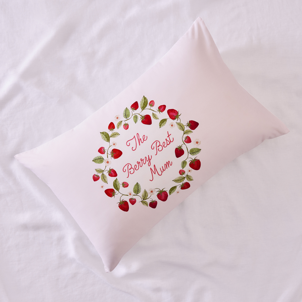 Mothers Day Berry Best Mum White Text Pillowcase | Adairs