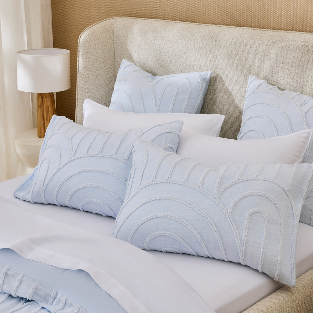Archie Tufted Sky Blue Pillowcases | Adairs
