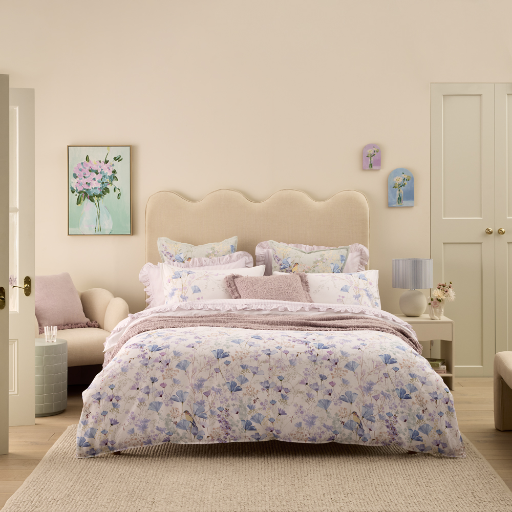 Lilah Floral Cashmere Blue Quilt Cover Set + Separates | Adairs
