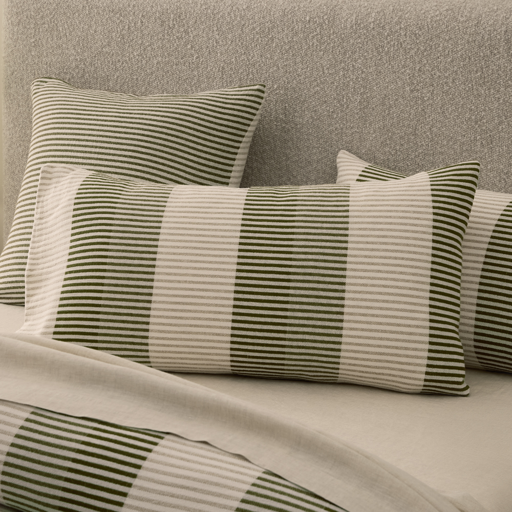 Caden Green Stripe Quilt Cover Set + Separates | Adairs