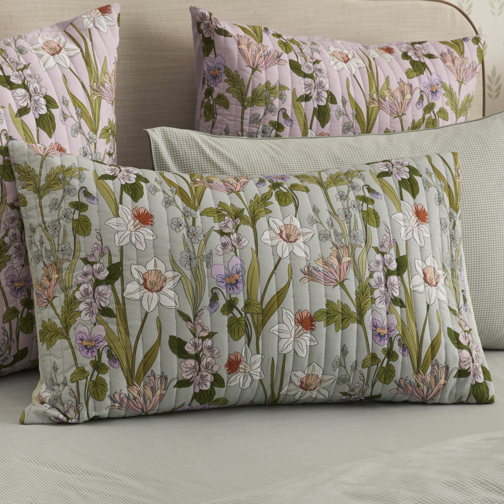 Adeline Floral Sage Quilted Quilt Cover Separates | Adairs