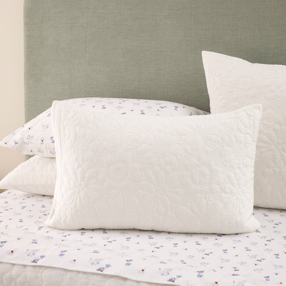 Celine White Quilted Pillowcases | Adairs
