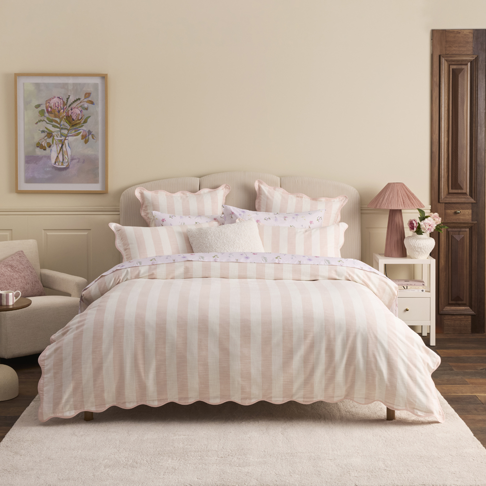 Frankie Scallop Pink Quilt Cover Set + Separates | Adairs