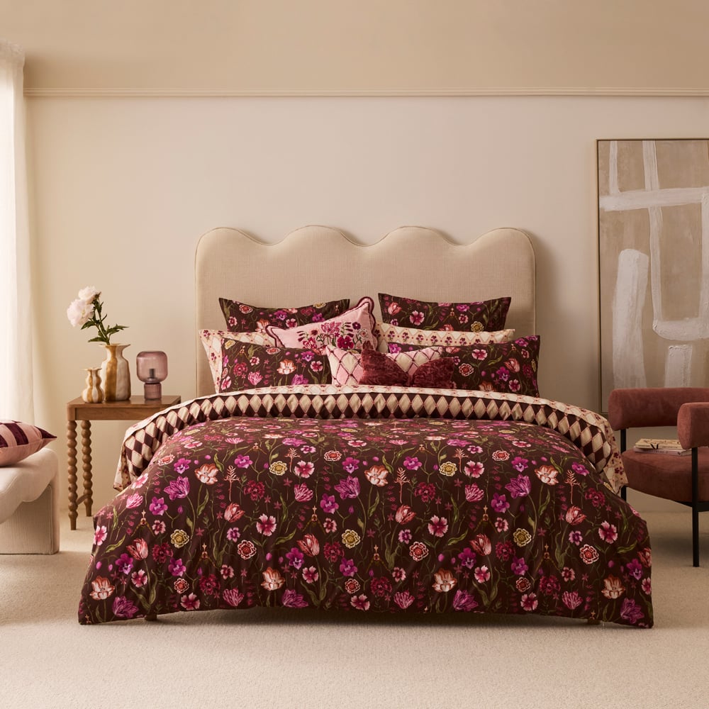 Rosalie Plum Floral Quilt Cover Set + Separates | Adairs