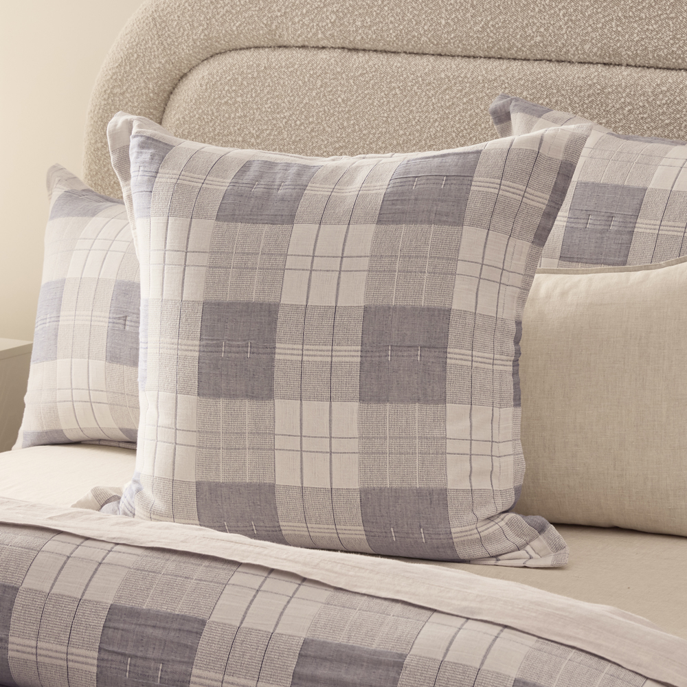 Finn Storm Blue Check Quilt Cover Set + Separates | Adairs