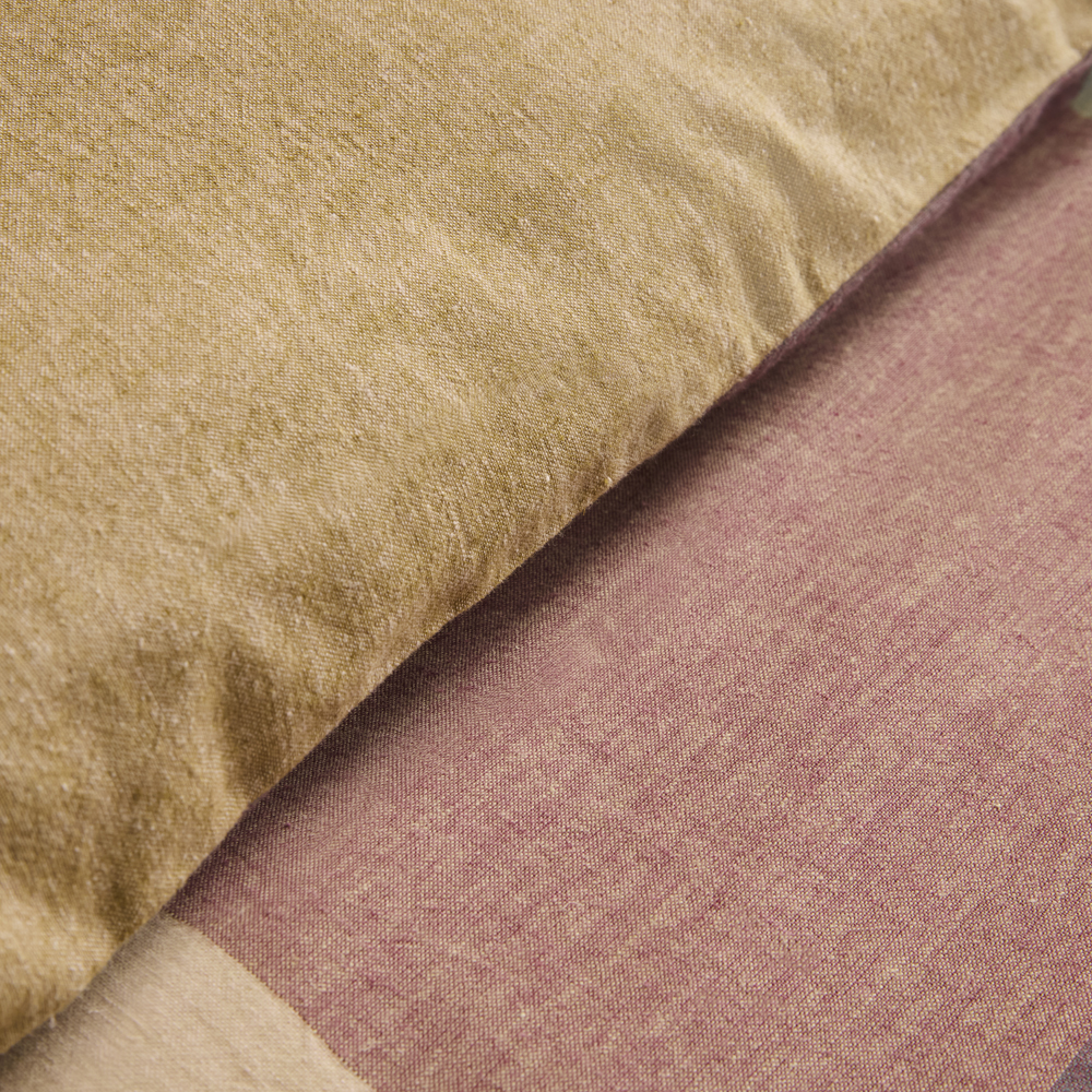 Vintage Washed Linen Cotton Newland Check Camel Quilt Cover Set ...