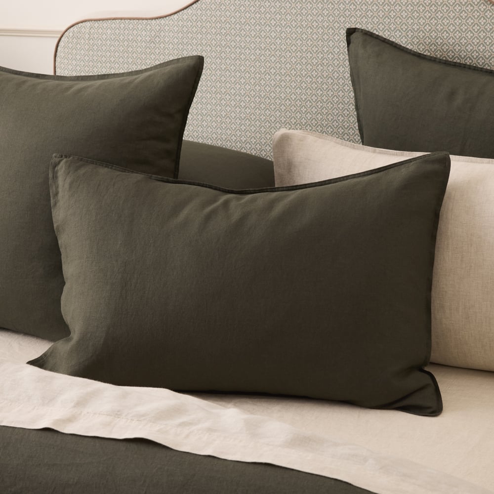 Vintage Washed Linen Thyme Pillowcases | Adairs