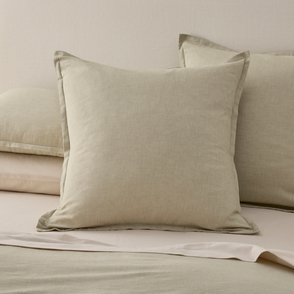 Relaxed Linen Look Matcha Quilt Cover Set | Adairs