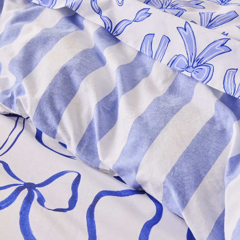 Sweet Dreams Blue Bows Blue Quilt Cover Set + Separates | Adairs