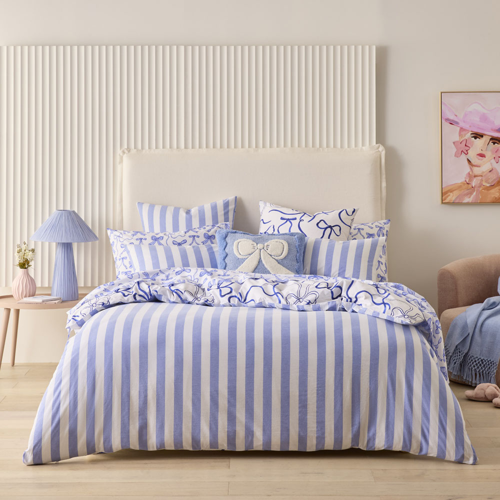 Sweet Dreams Blue Bows Blue Quilt Cover Set + Separates - discounts and ...