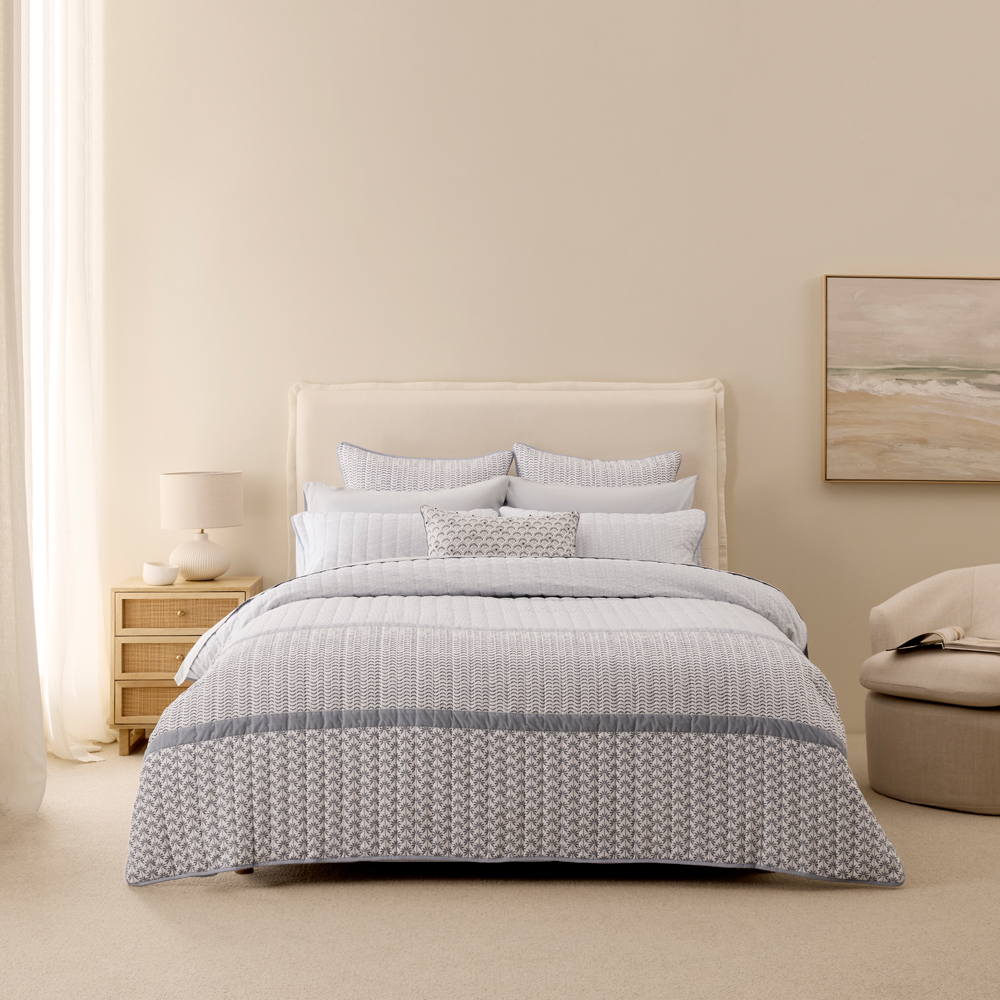 Elwood Blue Quilted Pillowcases | Adairs