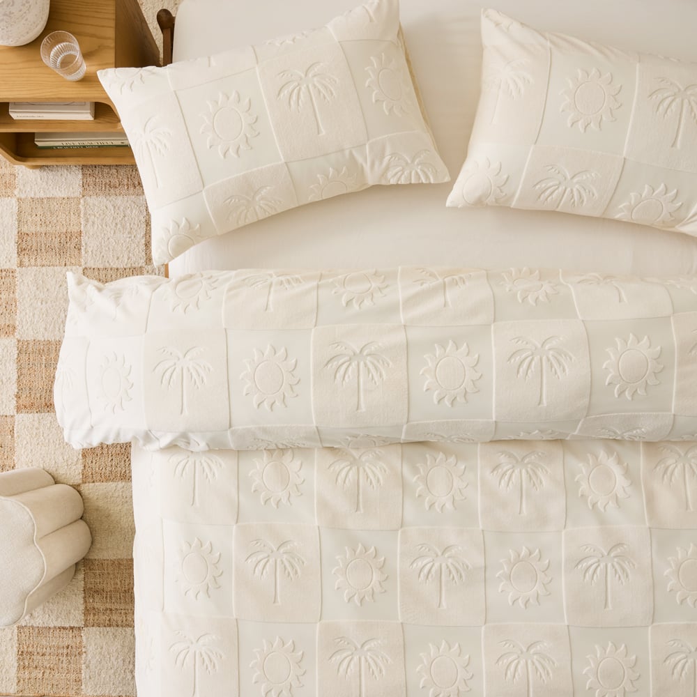 Palm White Tufted Quilt Cover Set | Adairs