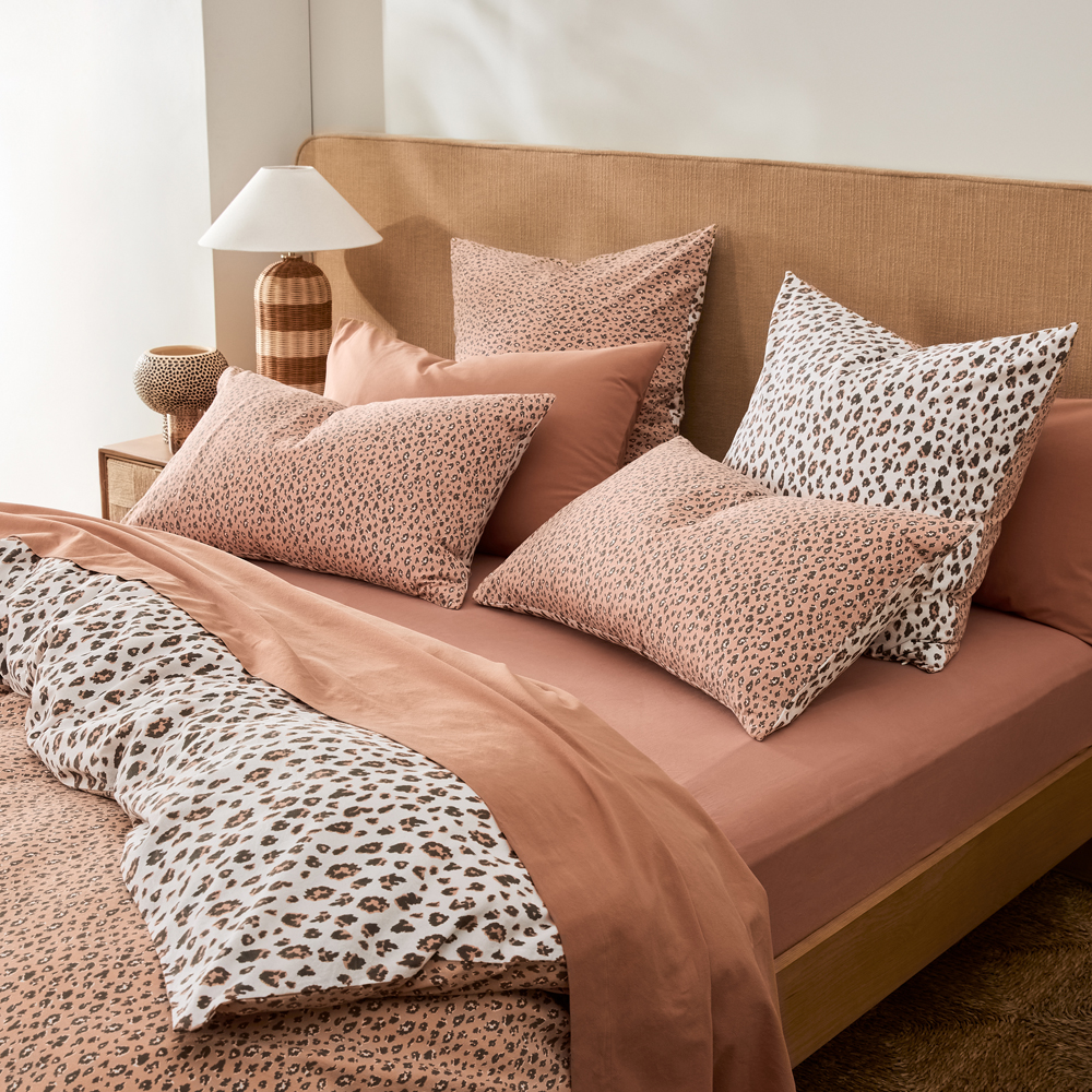 Stonewashed Cotton Sand Leopard Quilt Cover Separates | Adairs