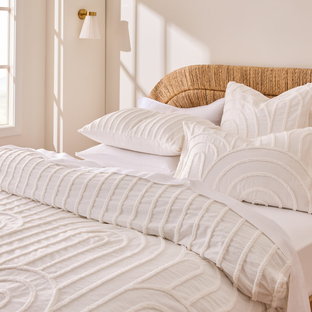 Archie White Tufted Quilt Cover Separates | Adairs