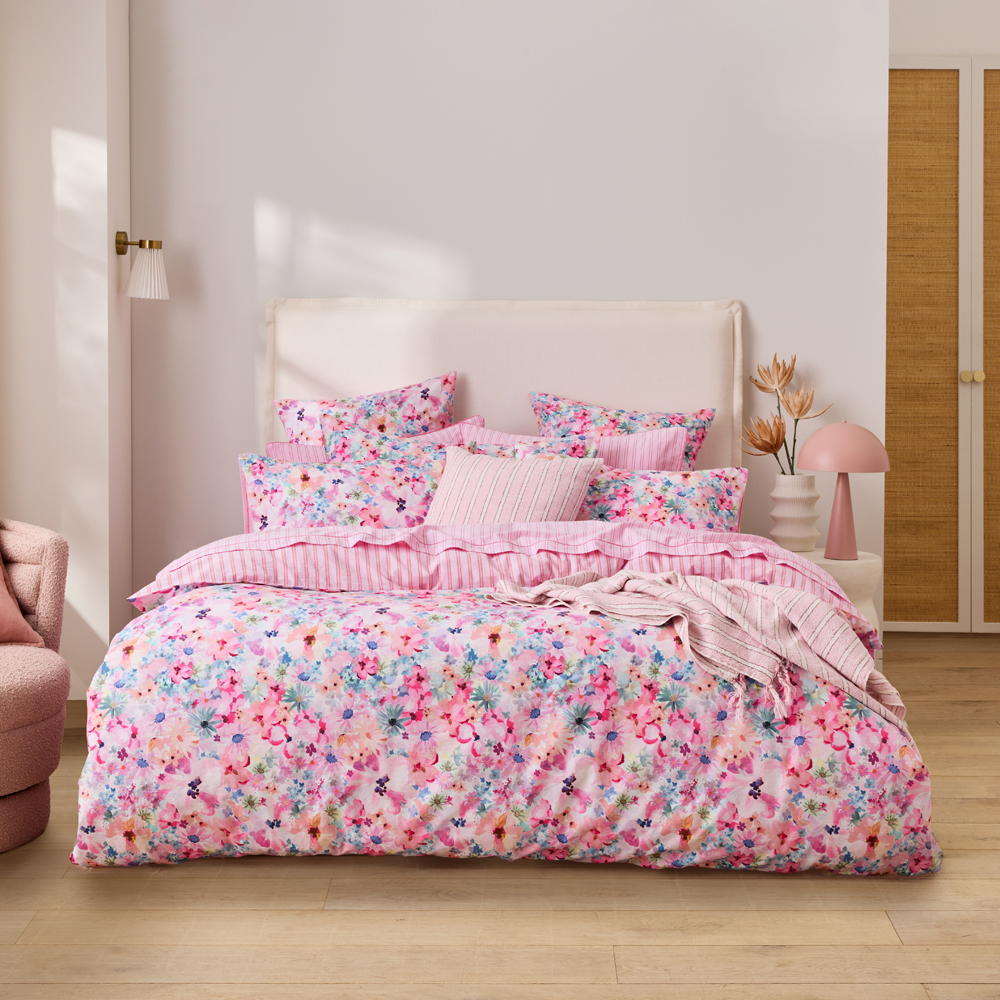 Lottie Pink Floral Quilt Cover Set + Separates | Adairs