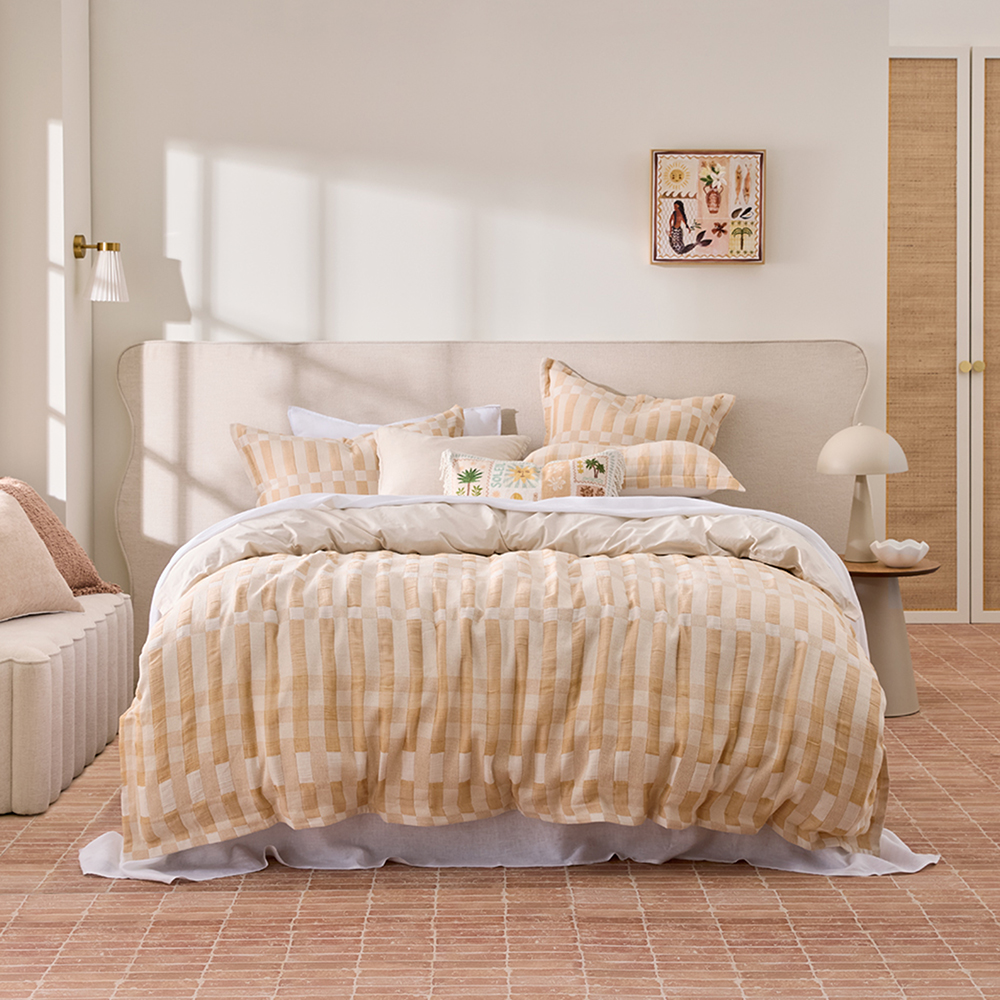 Sica Wheat Check Quilt Cover Set + Separates | Adairs