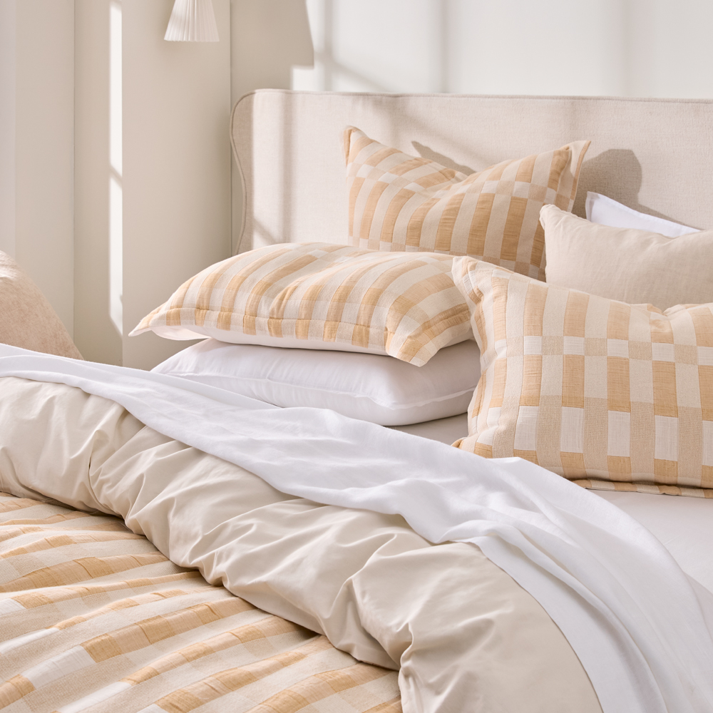 Sica Wheat Check Quilt Cover Set + Separates | Adairs