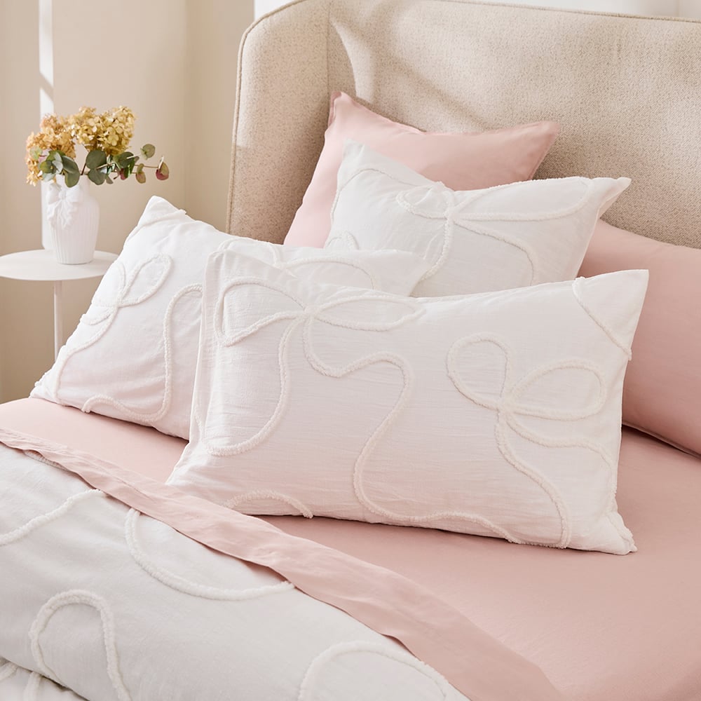 Mia White Tufted Pillowcases | Adairs