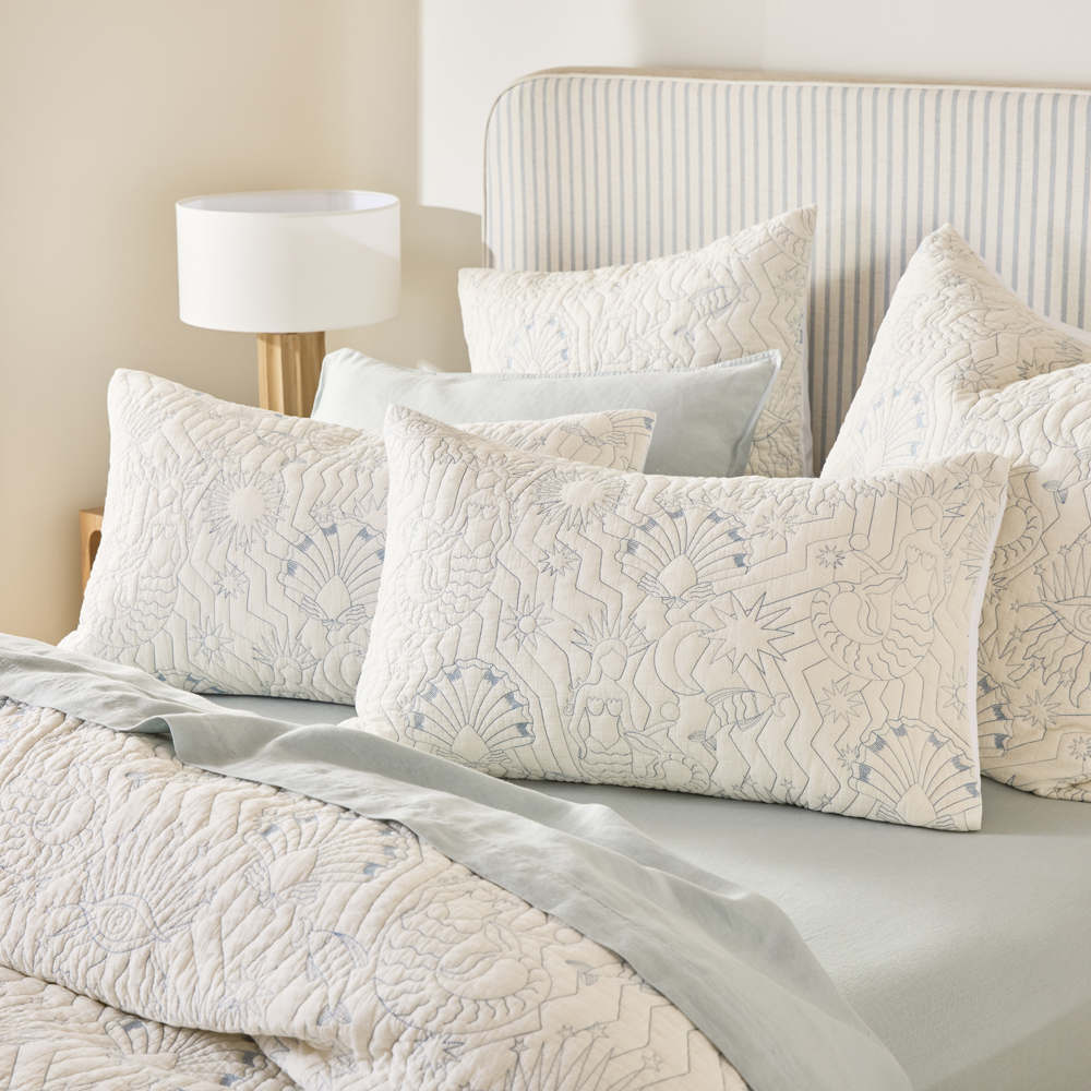 Sirena Natural Quilted Pillowcases | Adairs