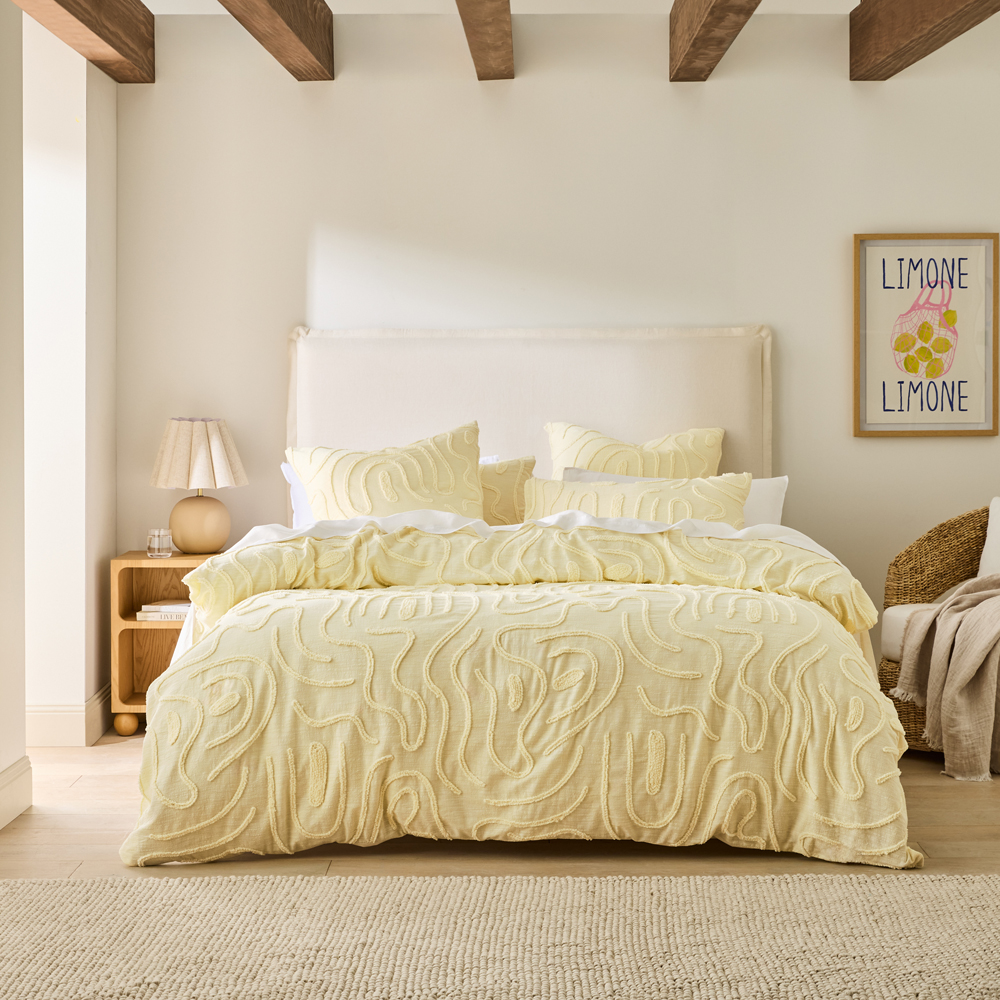 Swirl Tufted Lemon Quilt Cover Separates | Adairs