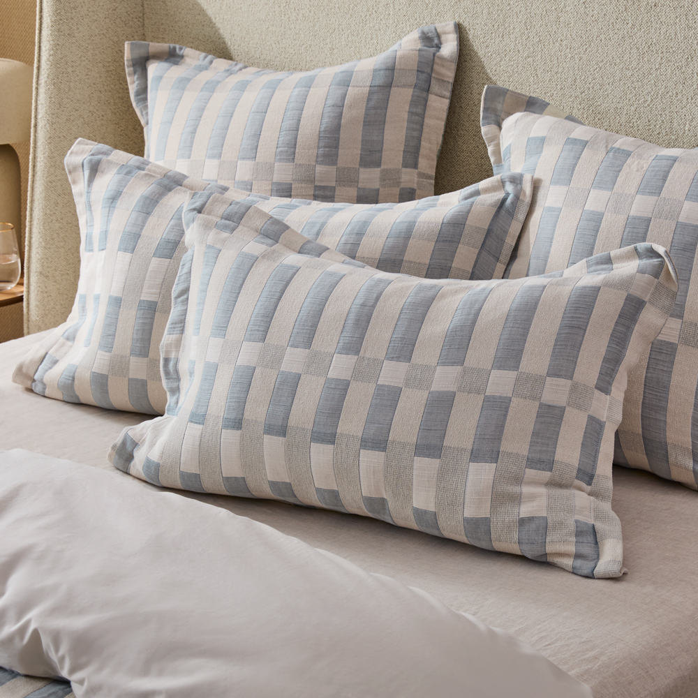 Sica Azure Check Quilt Cover Set + Separates | Adairs