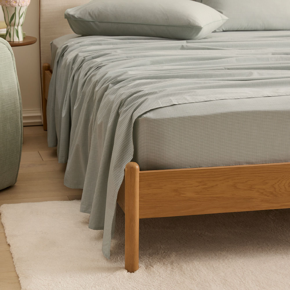 Overlock Sage Gingham Sheet Set | Adairs