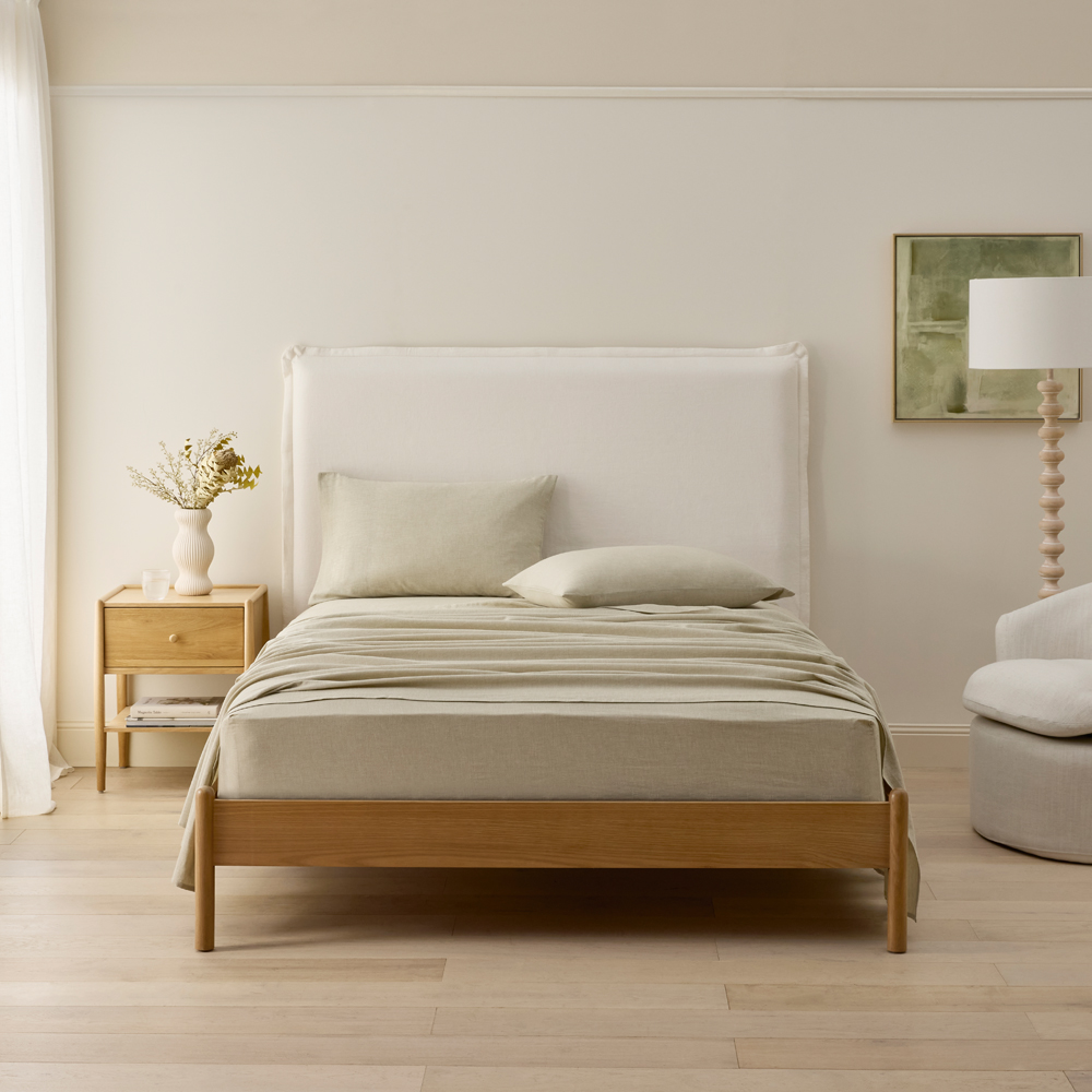 Relaxed Linen Look Matcha Sheet Set | Adairs