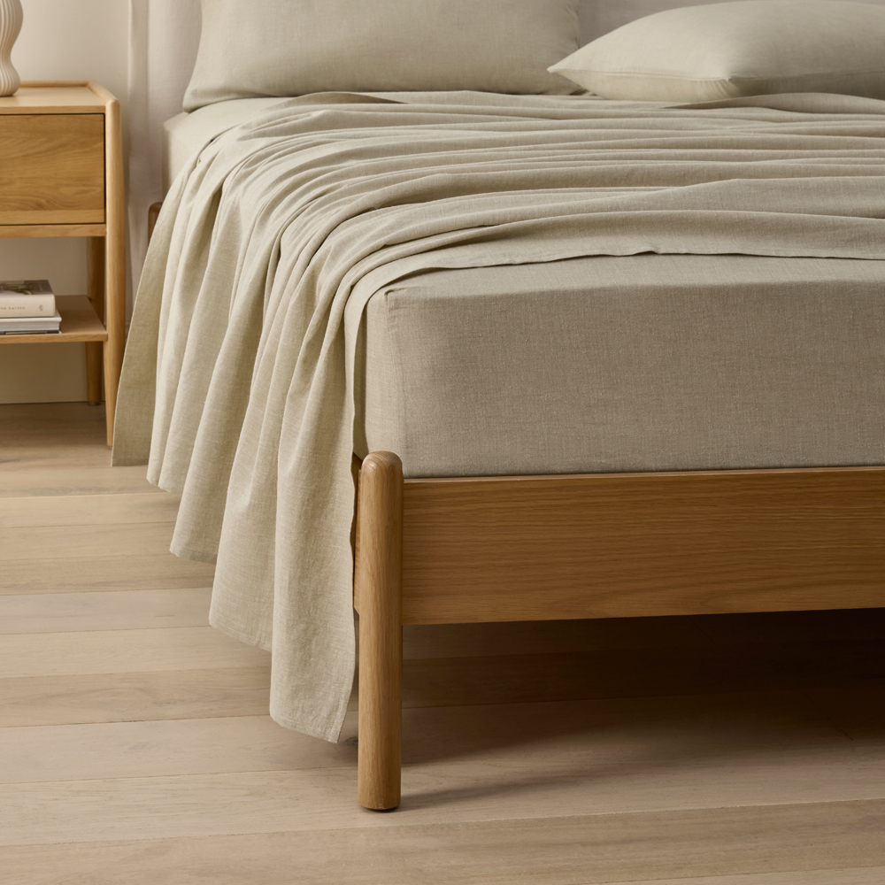 Relaxed Linen Look Matcha Sheet Set | Adairs