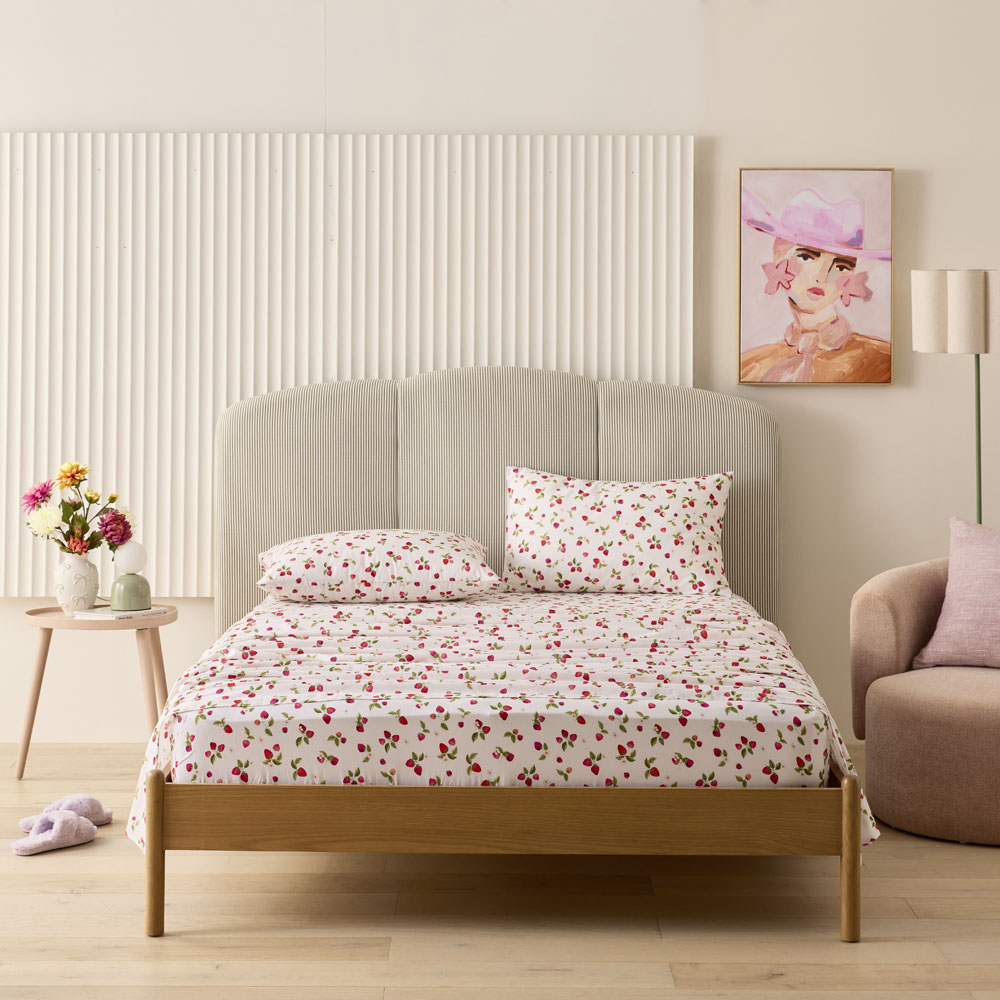 Sweet Dreams Strawberries Red Sheet Set | Adairs