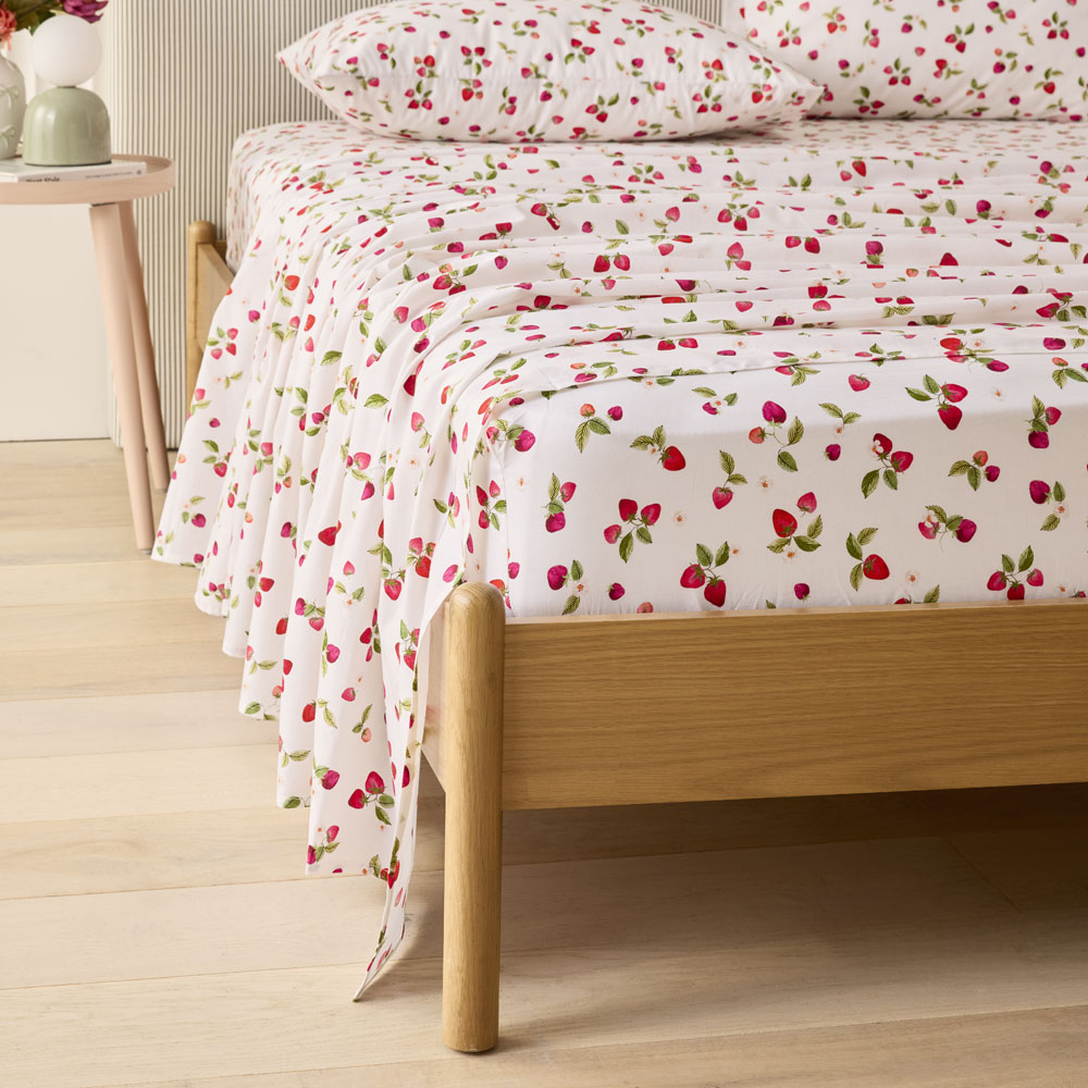 Sweet Dreams Strawberries Red Sheet Set | Adairs