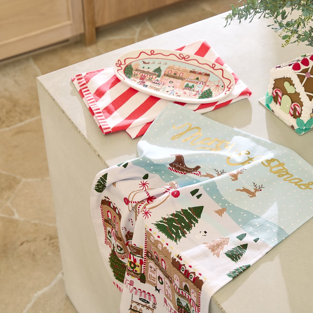 Gingerbread Village Tea Towel Pack of 2 | Adairs