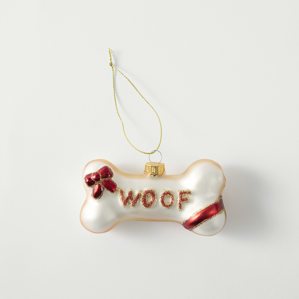 Vintage Glass Woof Bone Ornament | Adairs