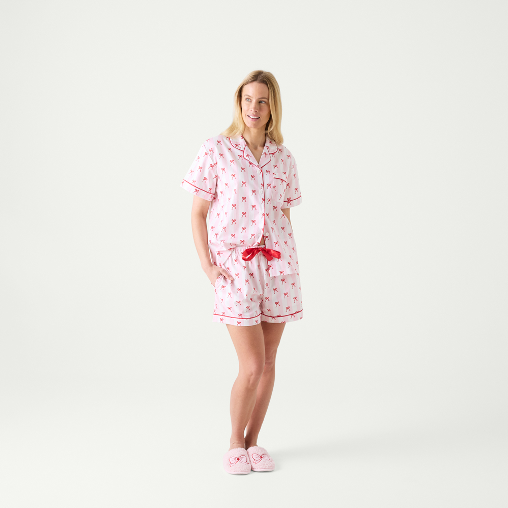Bows Pink Short Pyjama Set | Adairs