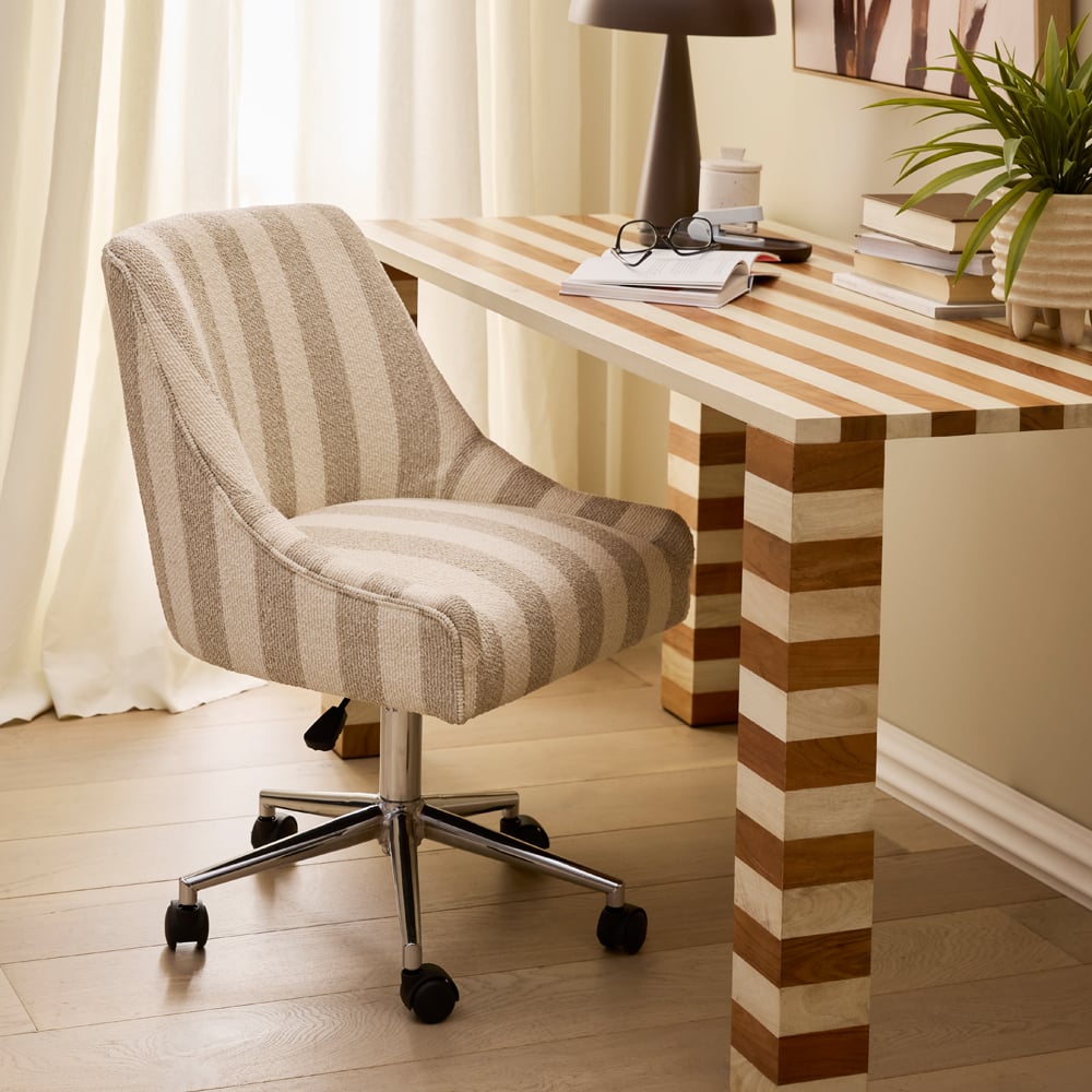 Neville Beige Stripe Desk Chair | Adairs