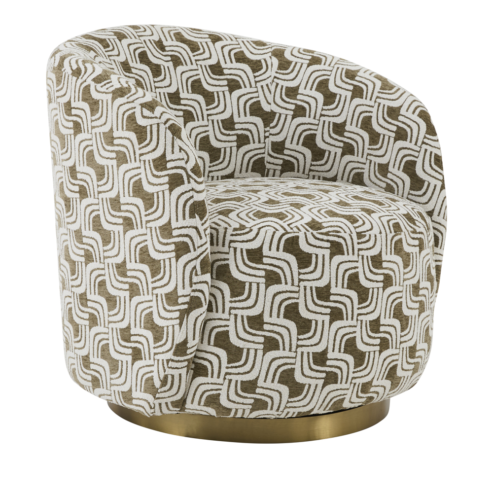 Cleo Olive Jacquard Geo Swivel Chair | Adairs