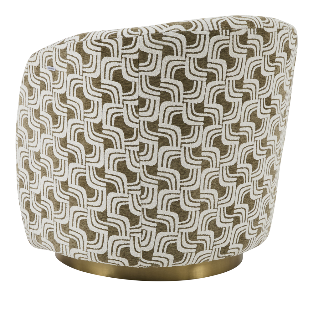 Cleo Olive Jacquard Geo Swivel Chair | Adairs