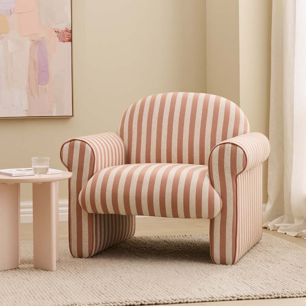 Sarina Rosewood Stripe Chair | Adairs