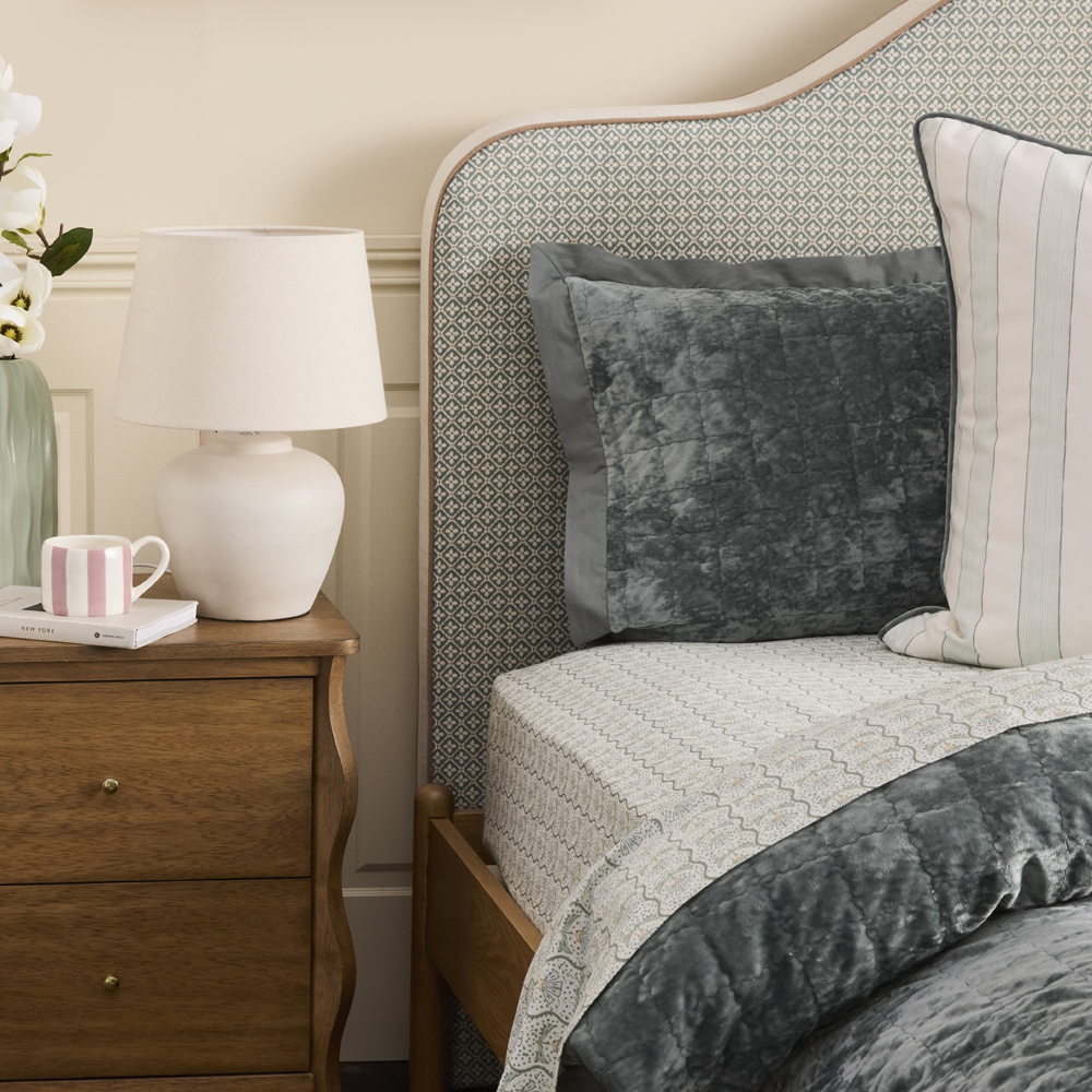 Cliveden Natural, Hazelnut & Hyde Print Reversible Bedhead | Adairs