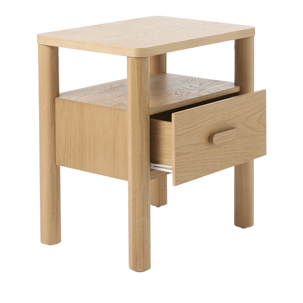 Mark Tuckey Boston Oak 1 Drawer Bedside Table | Adairs