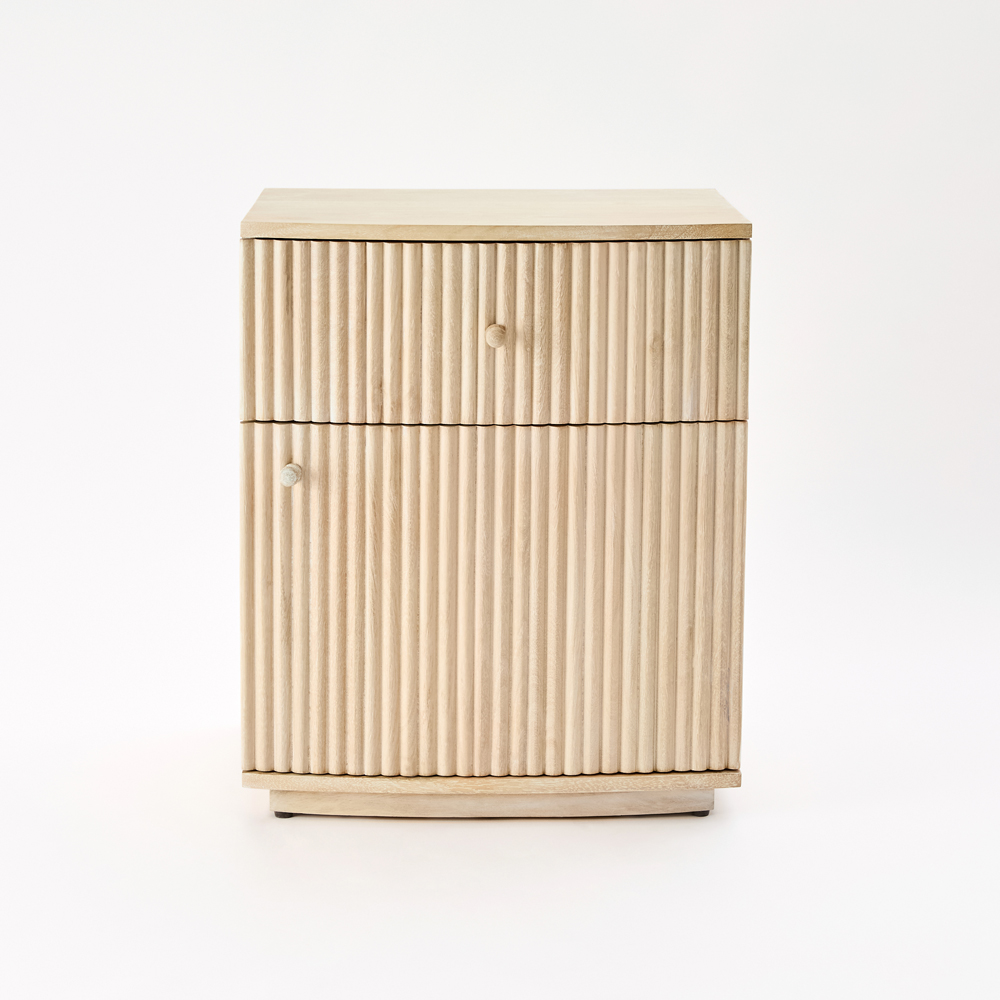 Draper White Wash Bedside Table | Adairs