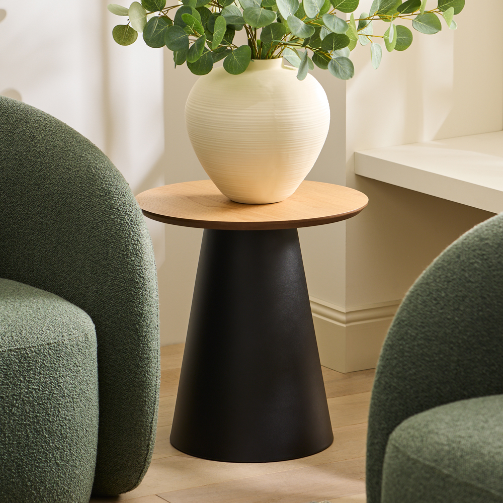 Kiel Oak & Black Side Table | Adairs