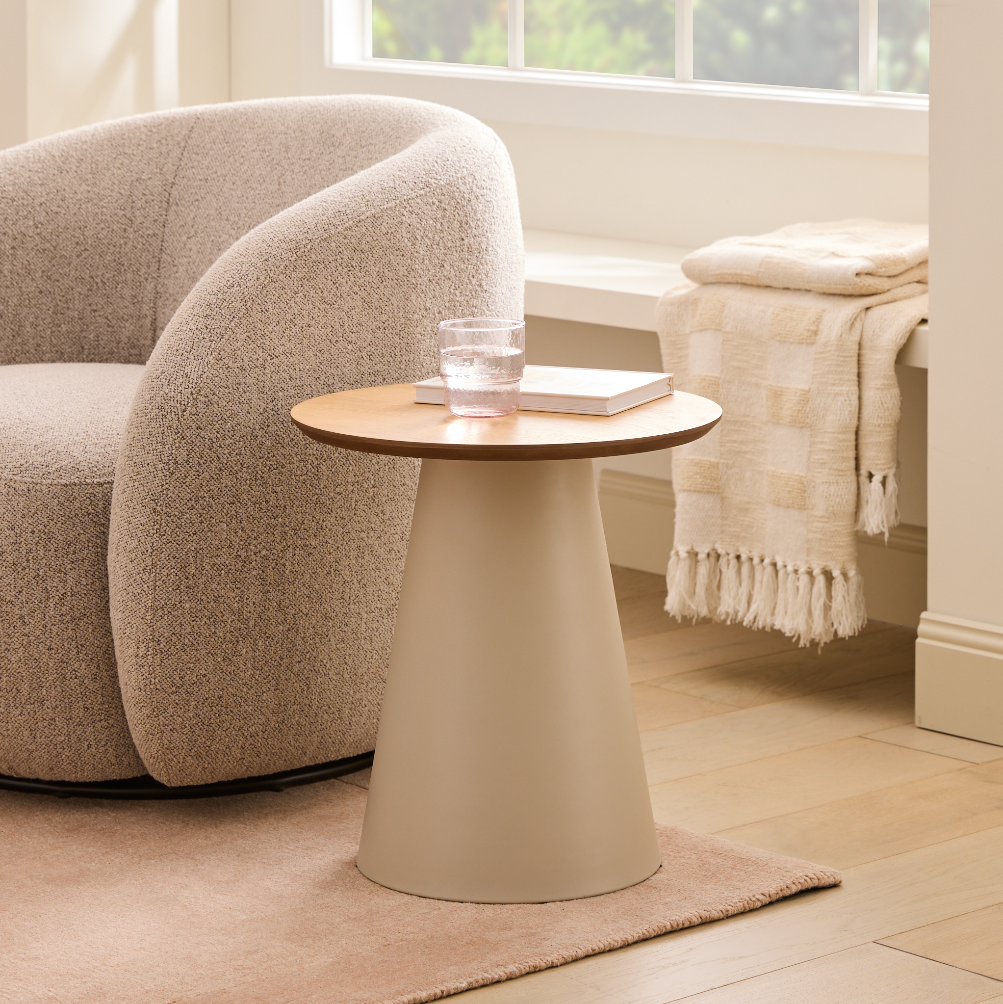 Kiel Oak & Dune Side Table | Adairs