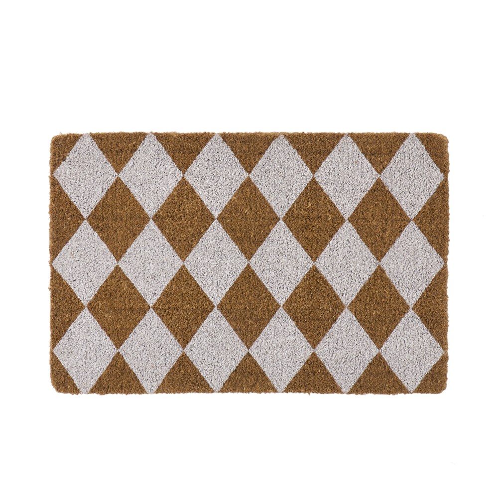 Coir Diamond Tile White Doormat | Adairs