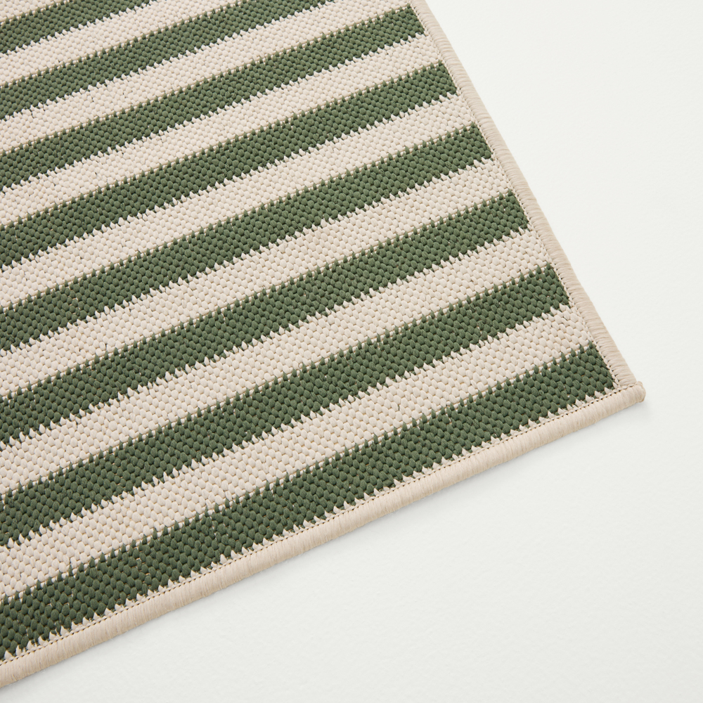 Soho Green & Ivory Stripe Indoor & Outdoor Rug | Adairs